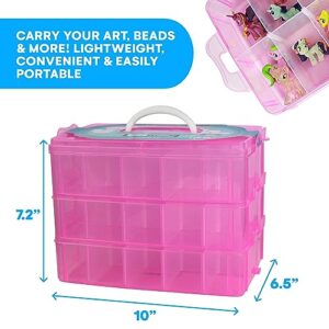 Bins & Things Stackable Storage Container with 30 Adjustable Compartments - Craft Storage/Craft Organizers and Storage - Bead Organizer Box/Art Supply Organizer - Lego Storage & Barbie Organizer