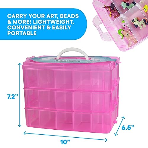 Bins & Things Stackable Storage Container with 30 Adjustable Compartments - Craft Storage/Craft Organizers and Storage - Bead Organizer Box/Art Supply Organizer - Lego Storage & Barbie Organizer