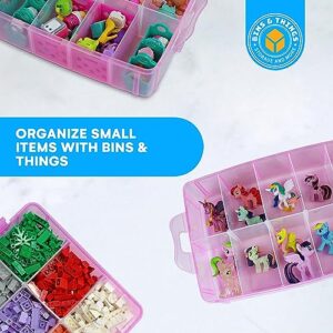 Bins & Things Stackable Storage Container with 30 Adjustable Compartments - Craft Storage/Craft Organizers and Storage - Bead Organizer Box/Art Supply Organizer - Lego Storage & Barbie Organizer