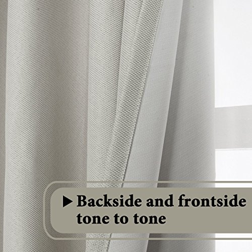 H.VERSAILTEX Linen Blackout Curtain 96 Inches Long for Bedroom/Living Room Thermal Insulated Grommet Linen Look Curtain Drapes Primitive Textured Burlap Effect Window Drapes 1 Panel - Ivory