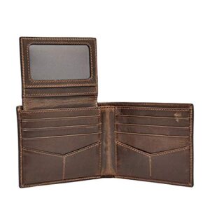 Fossil Men's Derrick Leather RFID-Blocking Bifold Passcase with Removable Card Case Wallet, Dark Brown, (Model: ML3771201)