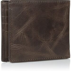 Fossil Men's Derrick Leather RFID-Blocking Bifold Passcase with Removable Card Case Wallet, Dark Brown, (Model: ML3771201)