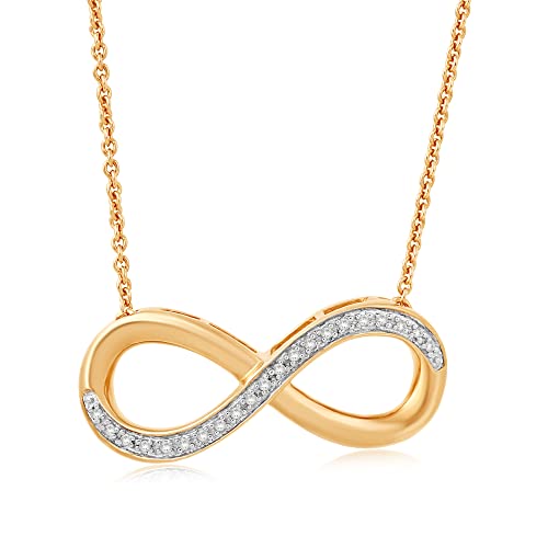 Jewelili 14K Yellow Gold over Sterling Silver Diamond Accent Infinity Pendant Necklace, 18"