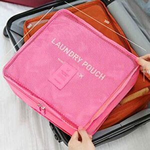 Luggage Cubes,Mossio 7 Set Backpack Camping Clothes Cosmetics Mesh Bag Rose Red