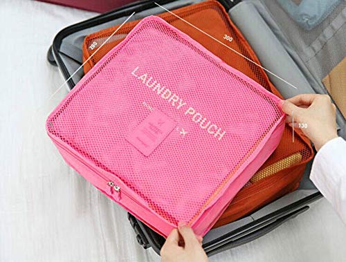 Luggage Cubes,Mossio 7 Set Backpack Camping Clothes Cosmetics Mesh Bag Rose Red