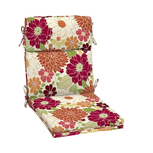 Set of 4 Outdoor Dining Chair Cushions, Single Welt and Zipper 44 x21x4.50 in Polyester Fabric Sorbet Floral by by Comfort Classics Inc.