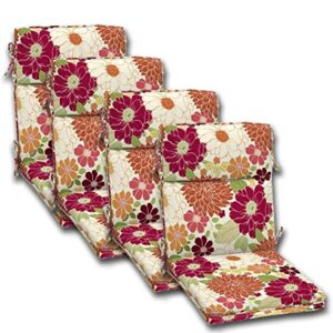 Set of 4 Outdoor Dining Chair Cushions, Single Welt and Zipper 44 x21x4.50 in Polyester Fabric Sorbet Floral by by Comfort Classics Inc.