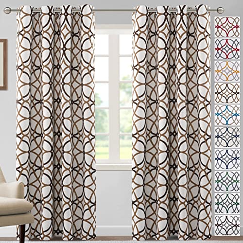 H.VERSAILTEX Blackout Curtains Printed Design 84 Inch Length 2 Panels Set Thermal Insulated Curtains for Bedroom Living Room Geometric Modern Grommet Window Drapes - Taupe and Brown