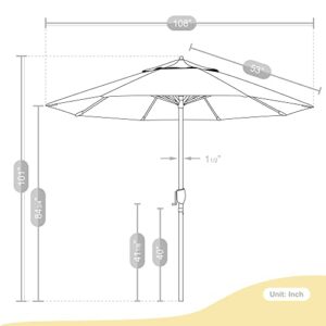 California Umbrella 9' Rd Sunbrella Aluminum Patio Umbrella, Crank Lift, Auto Tilt, Bronze Pole, Sunflower Yellow