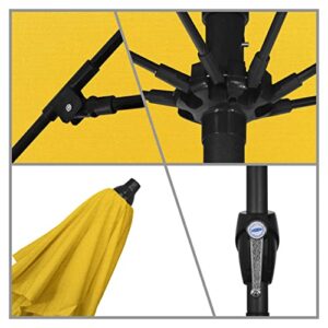 California Umbrella 9' Rd Sunbrella Aluminum Patio Umbrella, Crank Lift, Auto Tilt, Bronze Pole, Sunflower Yellow