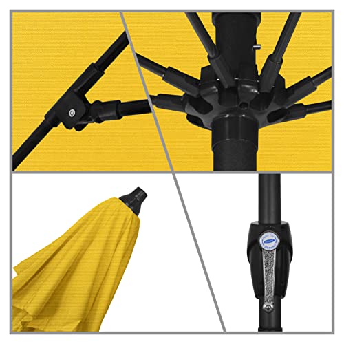 California Umbrella 9' Rd Sunbrella Aluminum Patio Umbrella, Crank Lift, Auto Tilt, Bronze Pole, Sunflower Yellow