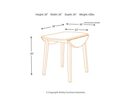 Signature Design by Ashley Hammis Round Dining Room Drop Leaf Table, Dark Brown