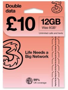 prepaid europe (uk three) sim card 12gb data+3000 minutes+3000 texts for 30 days with free roaming / use in 71 destinations including all european countries