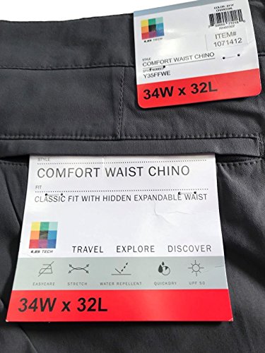 UNIONBAY mens Rainier Lightweight Comfort Travel Tech Chino Hiking Pants, Black, 34W x 32L US