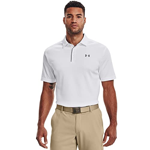 Under Armour Men's Tech Golf Polo , White (100)/Graphite , Large