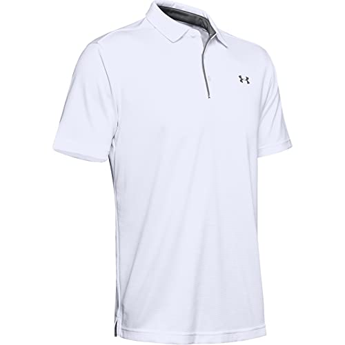 Under Armour Men's Tech Golf Polo , White (100)/Graphite , Large