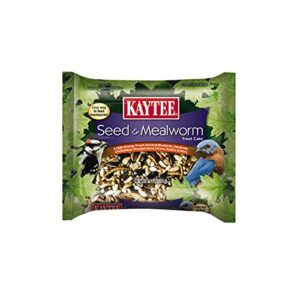 kaytee wild bird seed & mealworm seed treat cake, 6 ounces