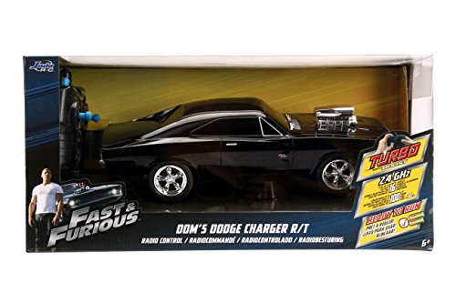 Jada Toys Fast & Furious 1:16 1970 Dodge Charger RT Remote Control Car 2.4 GHz Black, Toys for Kids and Adults, Glossy Black (97584)