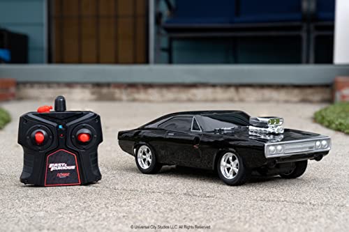 Jada Toys Fast & Furious 1:16 1970 Dodge Charger RT Remote Control Car 2.4 GHz Black, Toys for Kids and Adults, Glossy Black (97584)