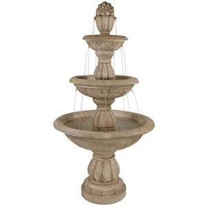 sunnydaze 3-tier cornucopia outdoor water fountain for the patio or backyard - 61-inch h ivory