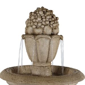 Sunnydaze 3-Tier Cornucopia Outdoor Water Fountain for The Patio or Backyard - 61-Inch H Ivory