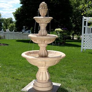 Sunnydaze 3-Tier Cornucopia Outdoor Water Fountain for The Patio or Backyard - 61-Inch H Ivory