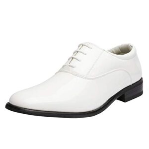 bruno marc men's faux patent leather tuxedo dress shoes classic lace-up formal oxford white 11 m us ceremony-05