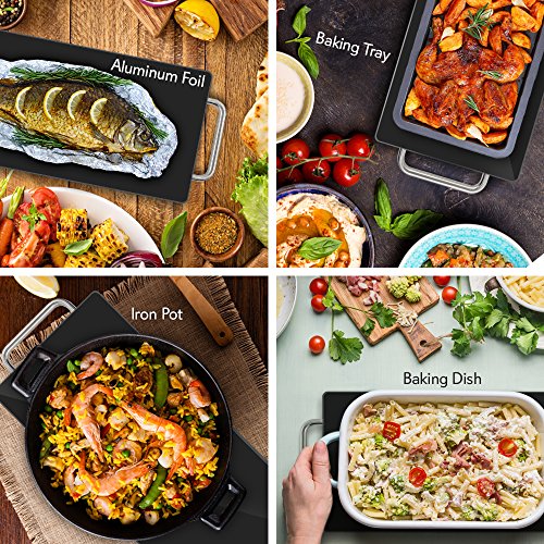 NutriChef Portable Electric Food Hot Plate-Stainless Steel Warming Tray&Dish Warmer with Black Glass Top-Keep Food Warm for Buffets,Restaurants,Parties&Home Dinners-22' x 6'-Heats up to 203°F