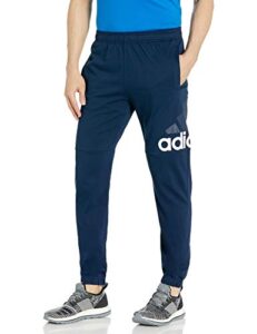 adidas men's essentials performance logo pants, collegiate navy/white/white, medium