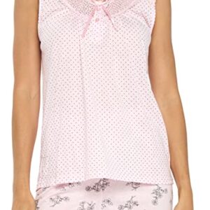 Casual Nights Women's Lace Sleeveless Top and Capri Bottom Sleepwear Pajama Set - Pink - X-Large