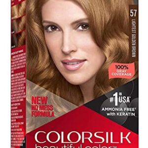 Revlon ColorSilk Beautiful Color Permanent Hair Color, 57 Lightest Golden Brown 1 Each (Pack of 2)