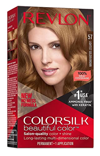 Revlon ColorSilk Beautiful Color Permanent Hair Color, 57 Lightest Golden Brown 1 Each (Pack of 2)