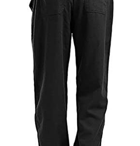 utcoco Qiuse Men's Casual Loose Fit Straight-Legs Stretchy Waist Beach Pants (Large, Black)