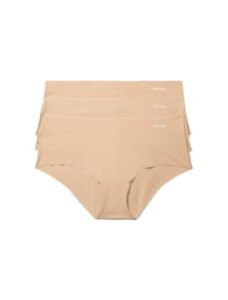 calvin klein women's invisibles seamless hipster panties, 3 pack, light caramel/light caramel/light caramel, small