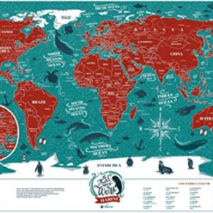 Small Scratch Off Travel World Map 1DEA.me - Premium Edition - 23.6" x 15.8" - Rewritable Places I’ve Been Travel Map - US States Outlined - Made from Flexible Plastic to Last Longer