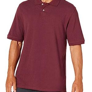 Amazon Essentials Men's Regular-Fit Cotton Pique Polo Shirt (Available in Big & Tall), Burgundy, Large