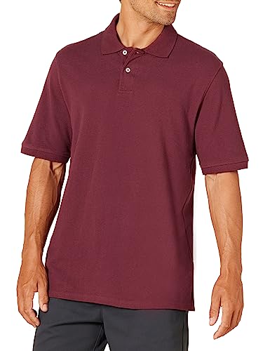 Amazon Essentials Men's Regular-Fit Cotton Pique Polo Shirt (Available in Big & Tall), Burgundy, Large