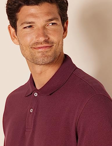 Amazon Essentials Men's Regular-Fit Cotton Pique Polo Shirt (Available in Big & Tall), Burgundy, Large