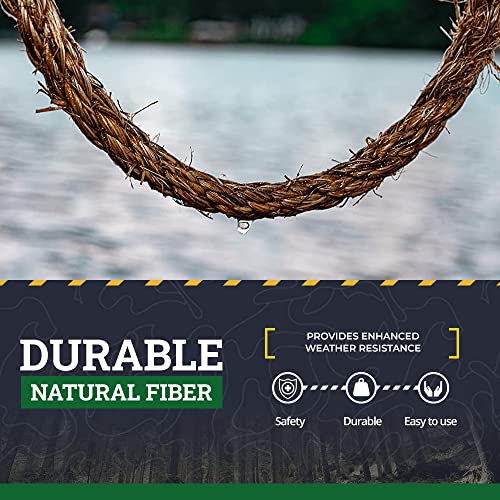 SGT KNOTS Twisted Manila Rope - Natural 3 Strand Fiber Hemp Rope for Indoor and Outdoor Use | Multipurpose Manila Rope for Crafts, DIY Projects, Home Decorating, Climbing | 1/2 in x 25 ft