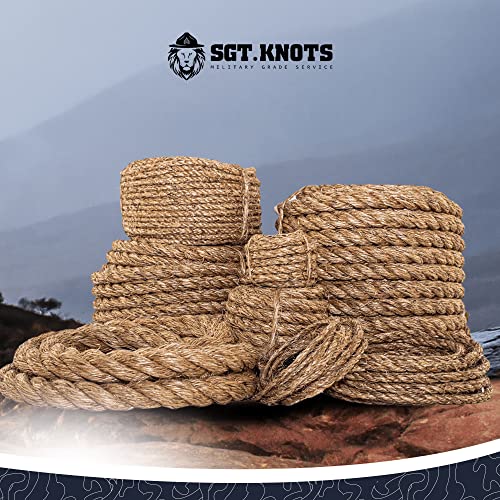 SGT KNOTS Twisted Manila Rope - Natural 3 Strand Fiber Hemp Rope for Indoor and Outdoor Use | Multipurpose Manila Rope for Crafts, DIY Projects, Home Decorating, Climbing | 1/2 in x 25 ft