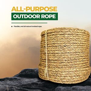 SGT KNOTS Twisted Manila Rope - Natural 3 Strand Fiber Hemp Rope for Indoor and Outdoor Use | Multipurpose Manila Rope for Crafts, DIY Projects, Home Decorating, Climbing | 1/2 in x 25 ft