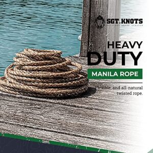 SGT KNOTS Twisted Manila Rope - Natural 3 Strand Fiber Hemp Rope for Indoor and Outdoor Use | Multipurpose Manila Rope for Crafts, DIY Projects, Home Decorating, Climbing | 1/2 in x 25 ft