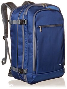 amazon basics carry-on travel backpack - navy blue