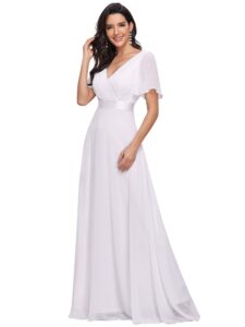 ever-pretty womens v neck formal summer wedding dress white us12