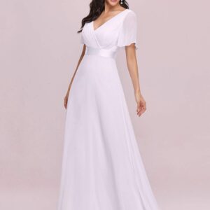 Ever-Pretty Womens V Neck Formal Summer Wedding Dress White US12