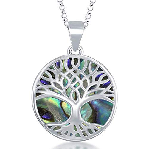 Sterling Silver Tree of Life Necklace for Women - Natural Abalone Shell Jewelry - Abalone Necklace for Women - Family Tree Pendant Necklace for Mom - Jewelry for Her - Unique Gifts for Women