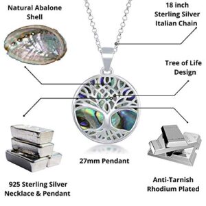 Sterling Silver Tree of Life Necklace for Women - Natural Abalone Shell Jewelry - Abalone Necklace for Women - Family Tree Pendant Necklace for Mom - Jewelry for Her - Unique Gifts for Women