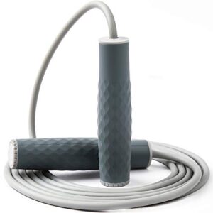 weighted jump rope workout-1lb professional skipping rope with adjustable length&silicone comfortable grips,heavy jumpropes adults fitness women men kids,cardio boxing endurance training exercise-gray