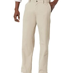 Amazon Essentials Men's Classic-Fit Wrinkle-Resistant Flat-Front Chino Pant (Available in Big & Tall), Khaki Brown, 34W x 32L