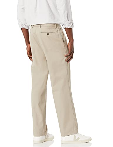 Amazon Essentials Men's Classic-Fit Wrinkle-Resistant Flat-Front Chino Pant (Available in Big & Tall), Khaki Brown, 34W x 32L